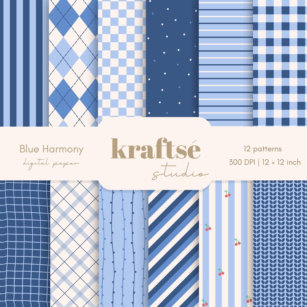 Blue Digital Paper Pack | Scrapbook Backgrounds 12x12 Inches ...