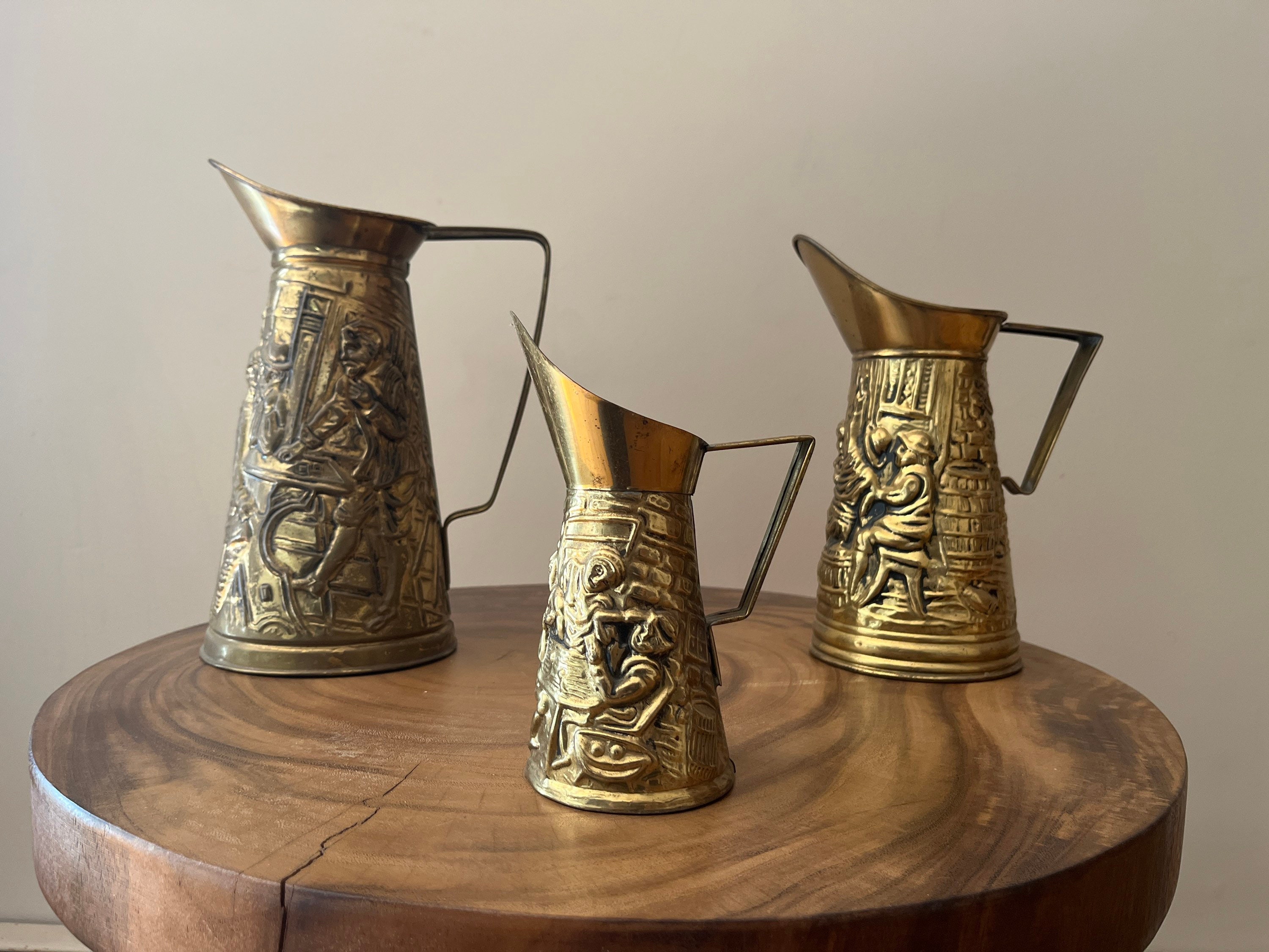 Vintage Set of Peerage Brass Pitchers - Etsy