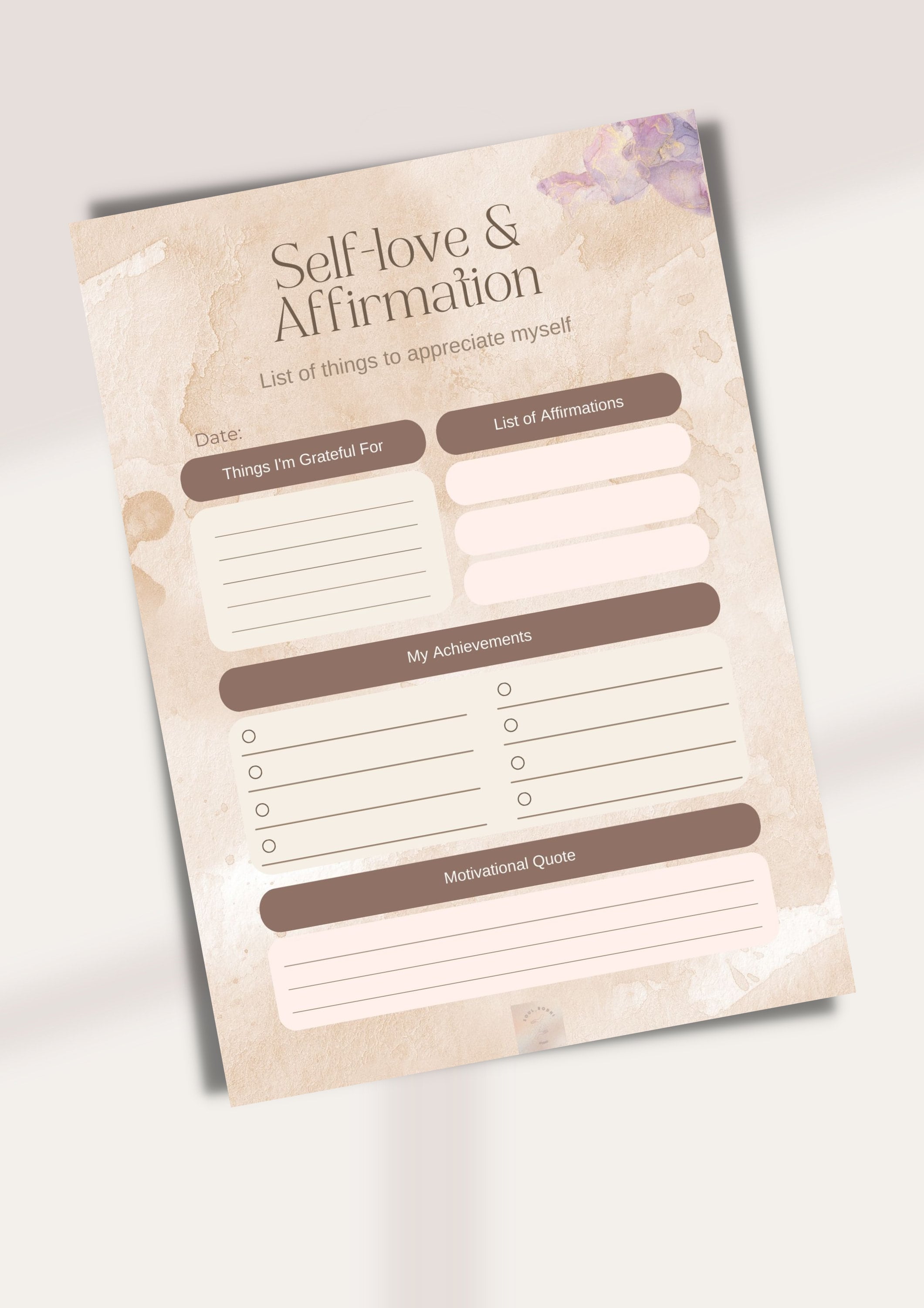 Self-care Planner Printable , Self-love Journal , Goals Setting, Mood ...