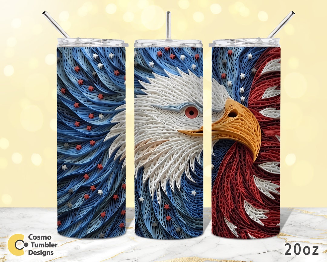 3D American Flag Eagle Quilling Paper 20oz Skinny Tumbler - Etsy