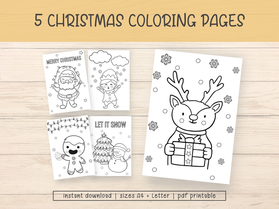 Christmas Themed Coloring Pages Printable Christmas - Etsy