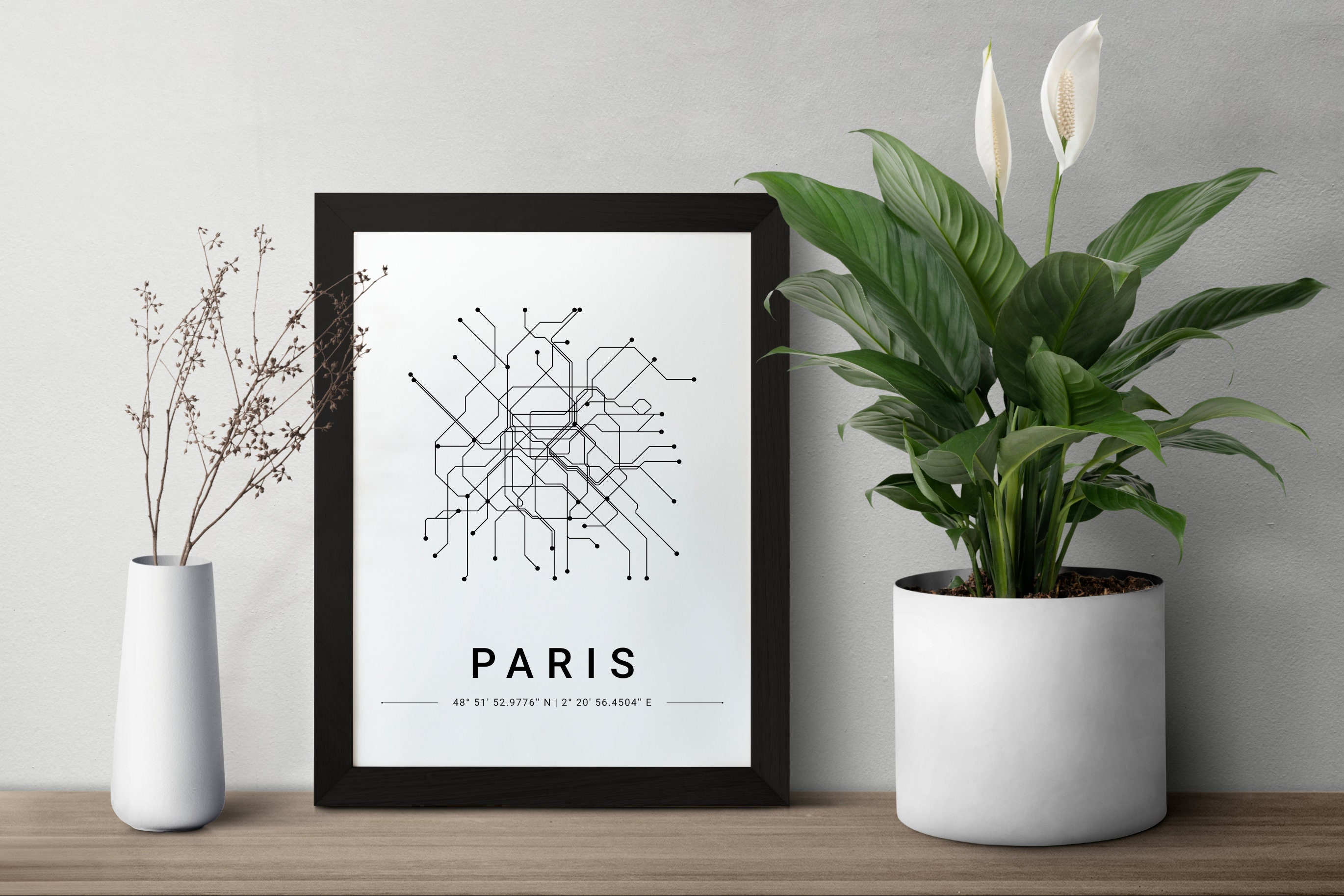 Paris Map Paris Underground Map Geometric Wall Art Paris Poster Paris ...