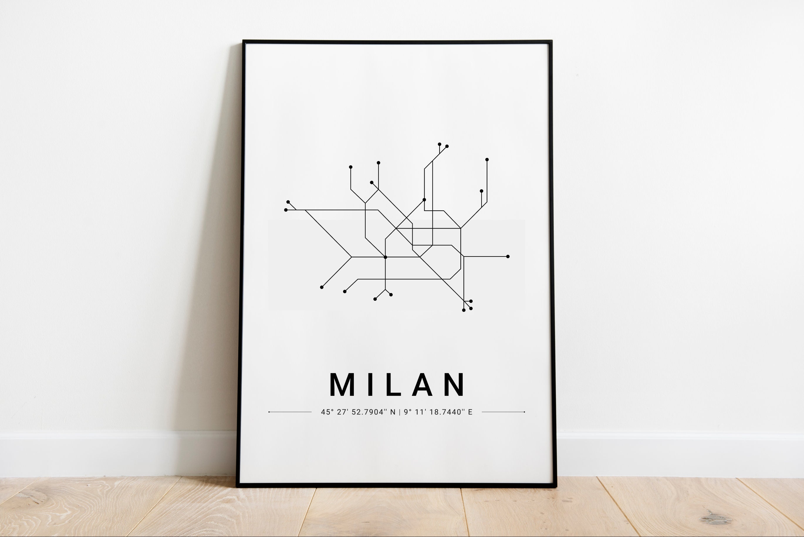 Milan Map Milan Underground Map Geometric Wall Art Milan Poster Milan ...