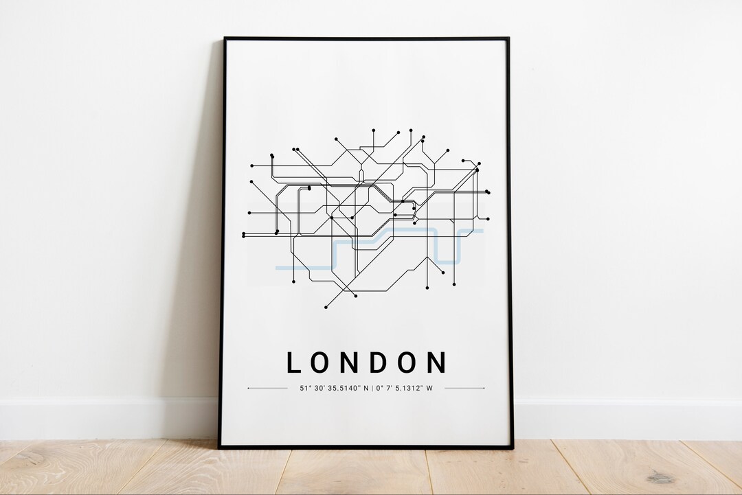 London Map Canvas Wall Art Underground Map Geometric Wall Art London ...