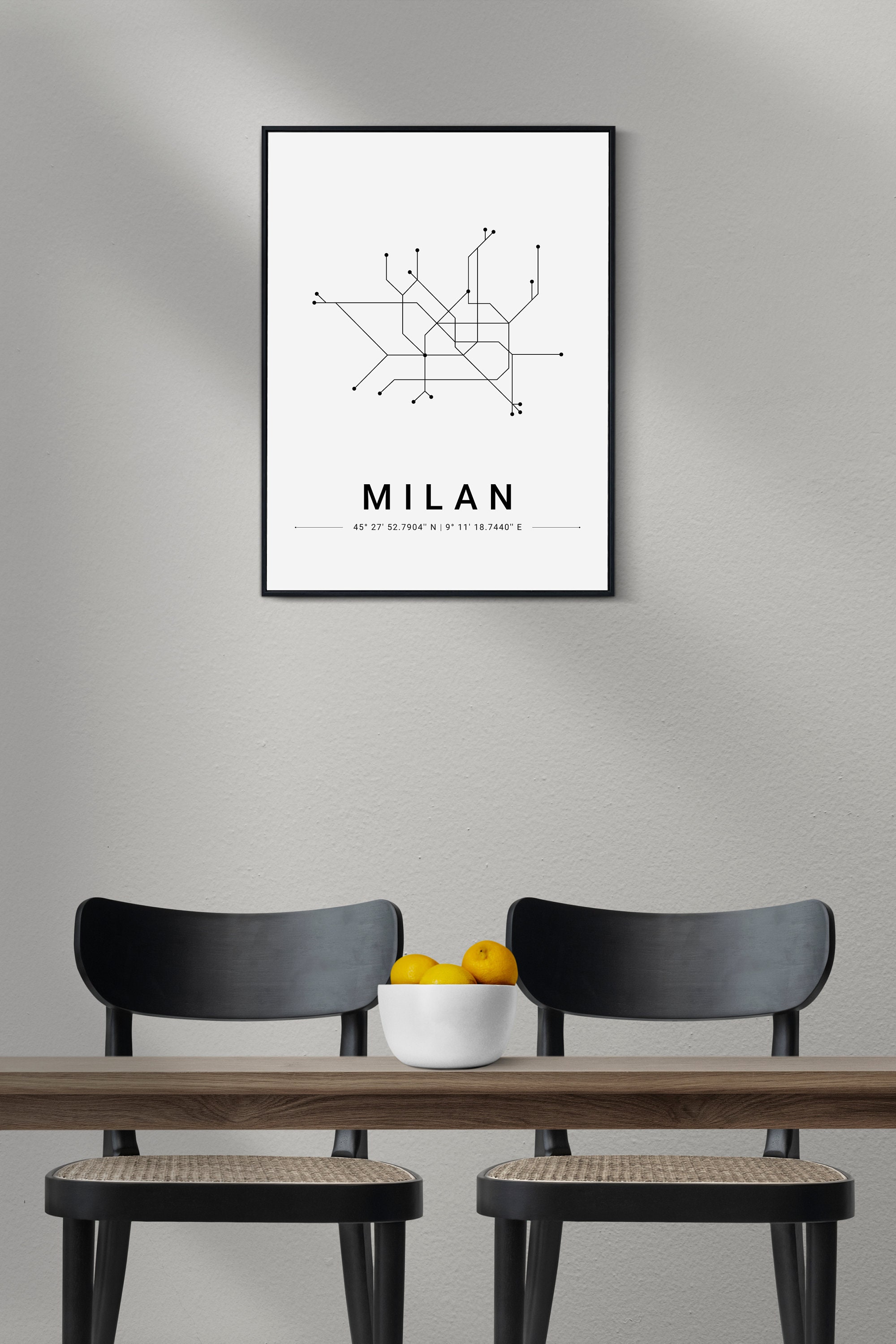 Milan Map Milan Underground Map Geometric Wall Art Milan Poster Milan ...