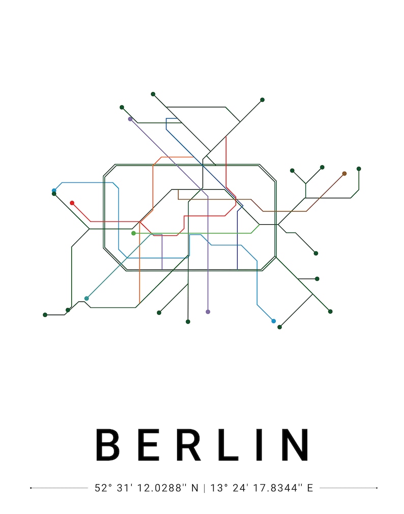 Berlin Subway Map Art Print, Minimalist City Decor (digital Download ...