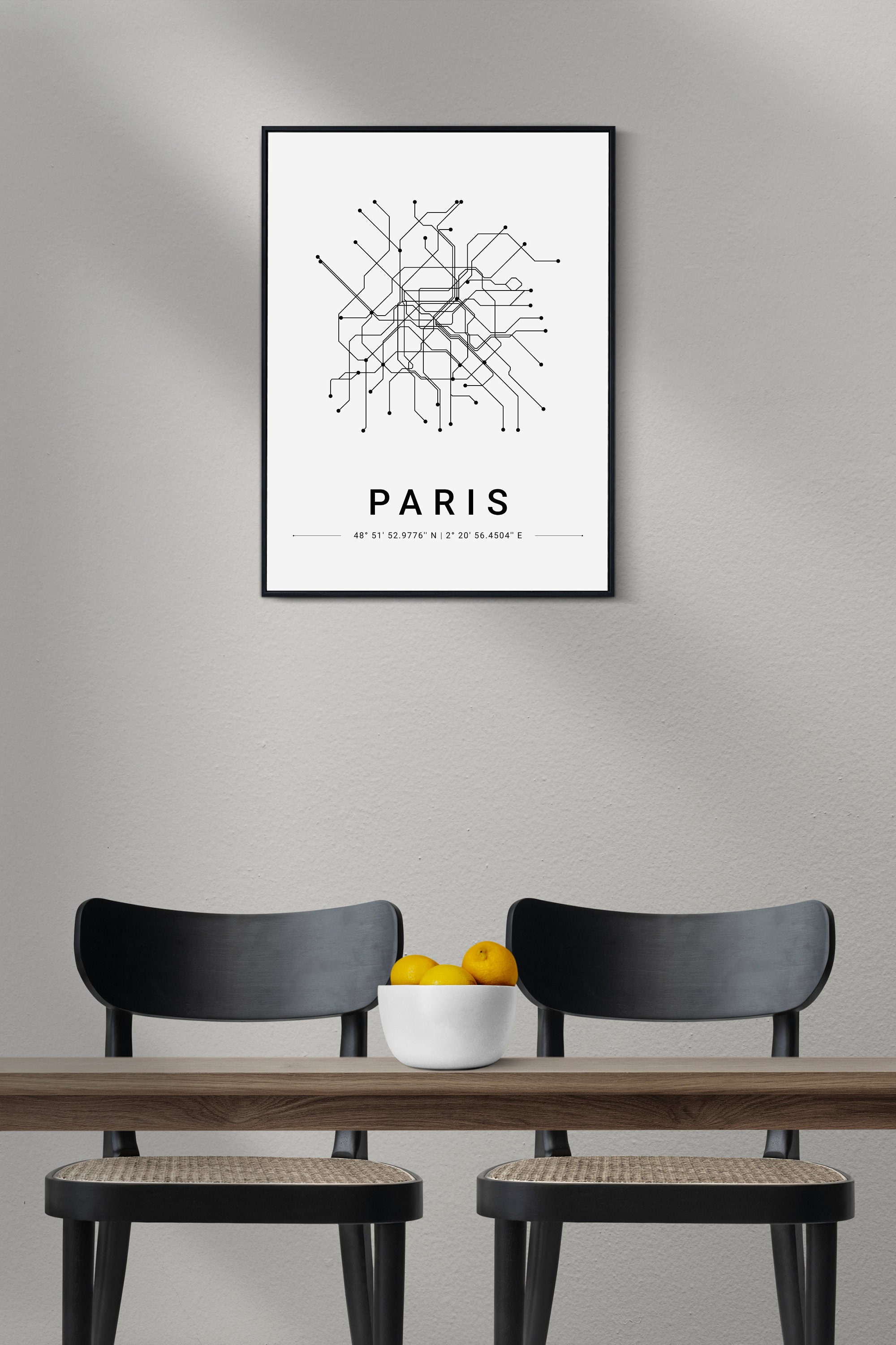 Paris Subway Map Art Print, Geometric Underground Design (digital ...