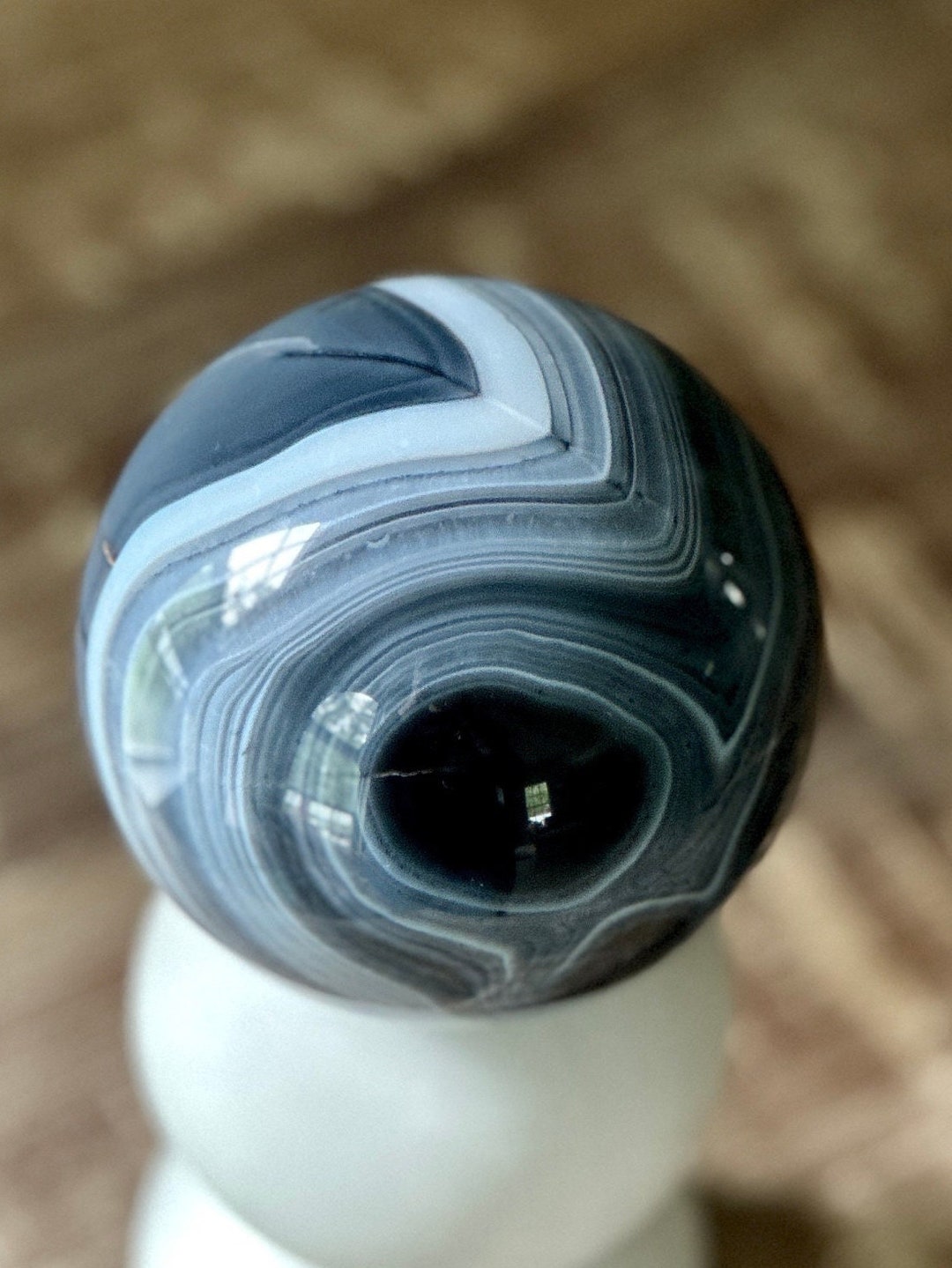 Large Orca Agate Sphere With Druzy Quartz Pocket, Blue Agate Sphere ...