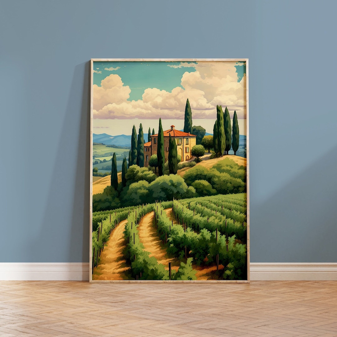 Tuscany Vineyard Print: Italian Landscape Wall Art - Etsy