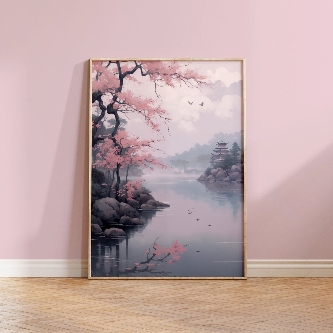 Japanese Wall Art Print Sakura Tree Wall Decor Cherry Blossom Flower ...