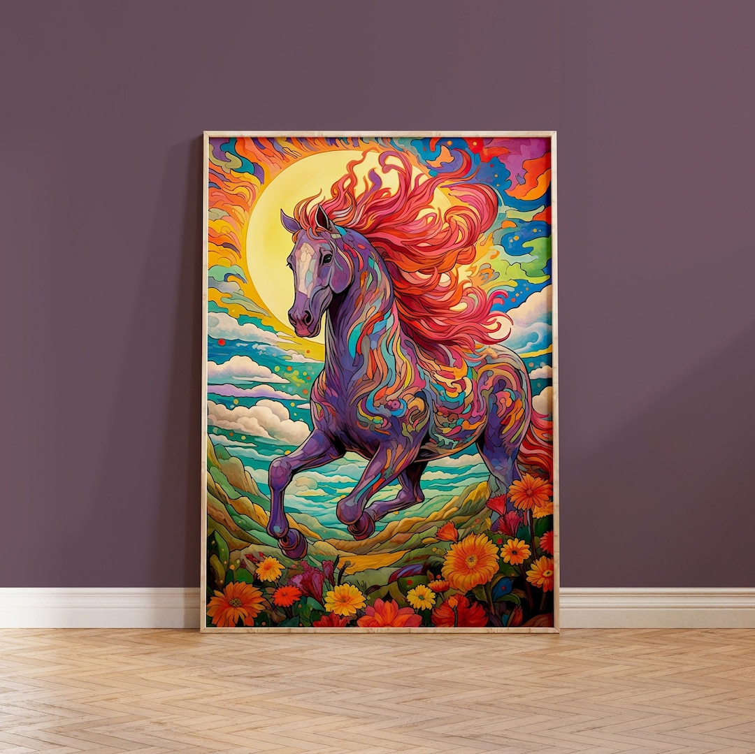 Psychedelic Horse Art Print: Colorful Abstract Pony Painting - Etsy