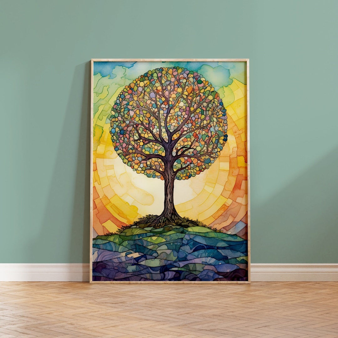 Colorful Tree Art Print: Abstract Mosaic Nature Decor - Etsy