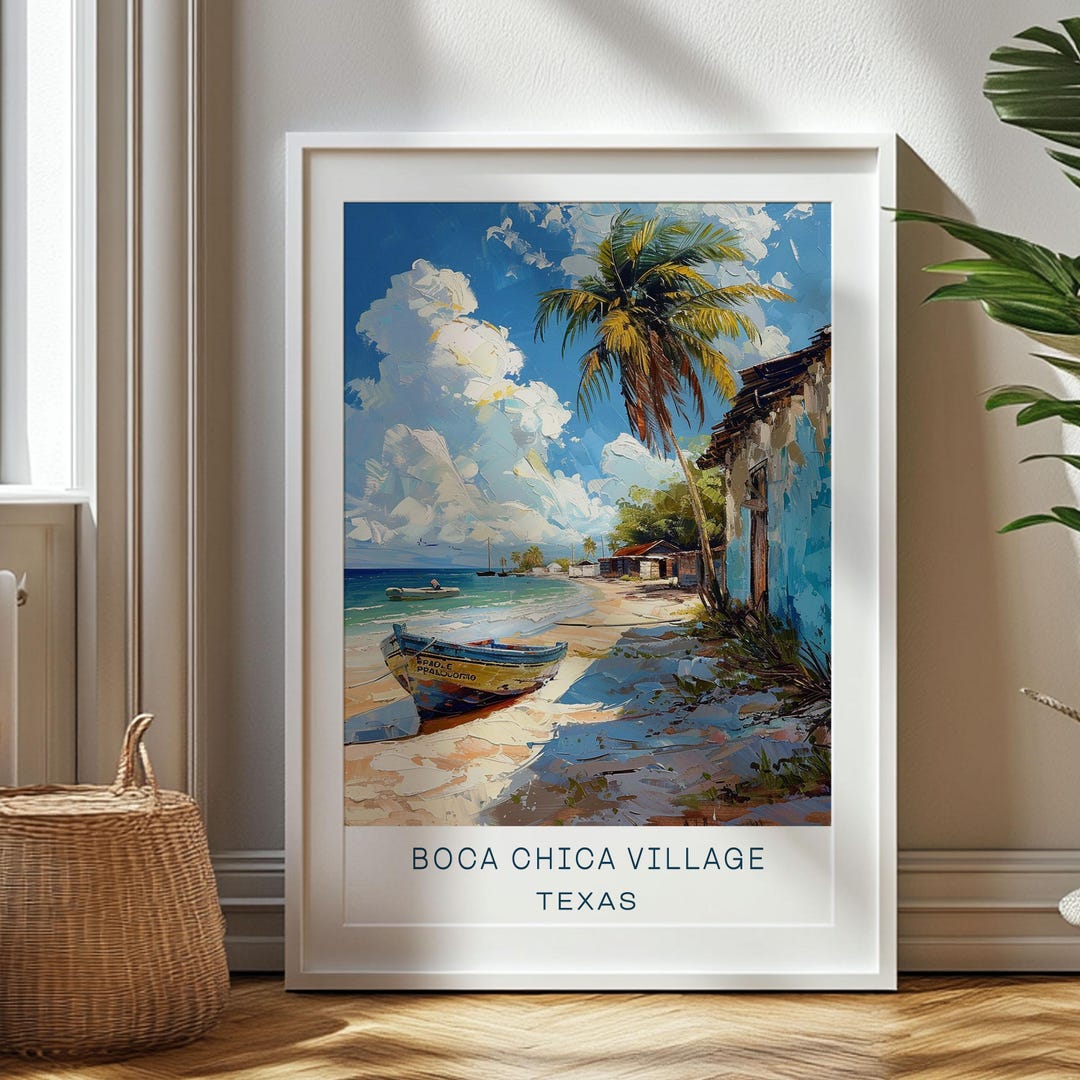 Personalized Travel Gift - Boca Chica Village Travel Print - Texas Art ...