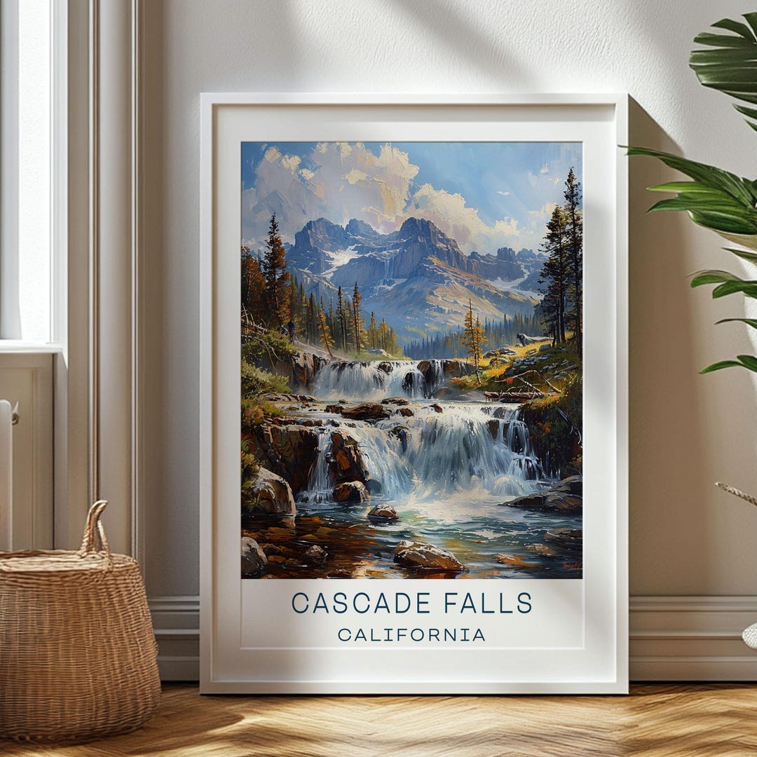 Personalized Travel Gift - Cascade Falls Travel Print - California Art ...