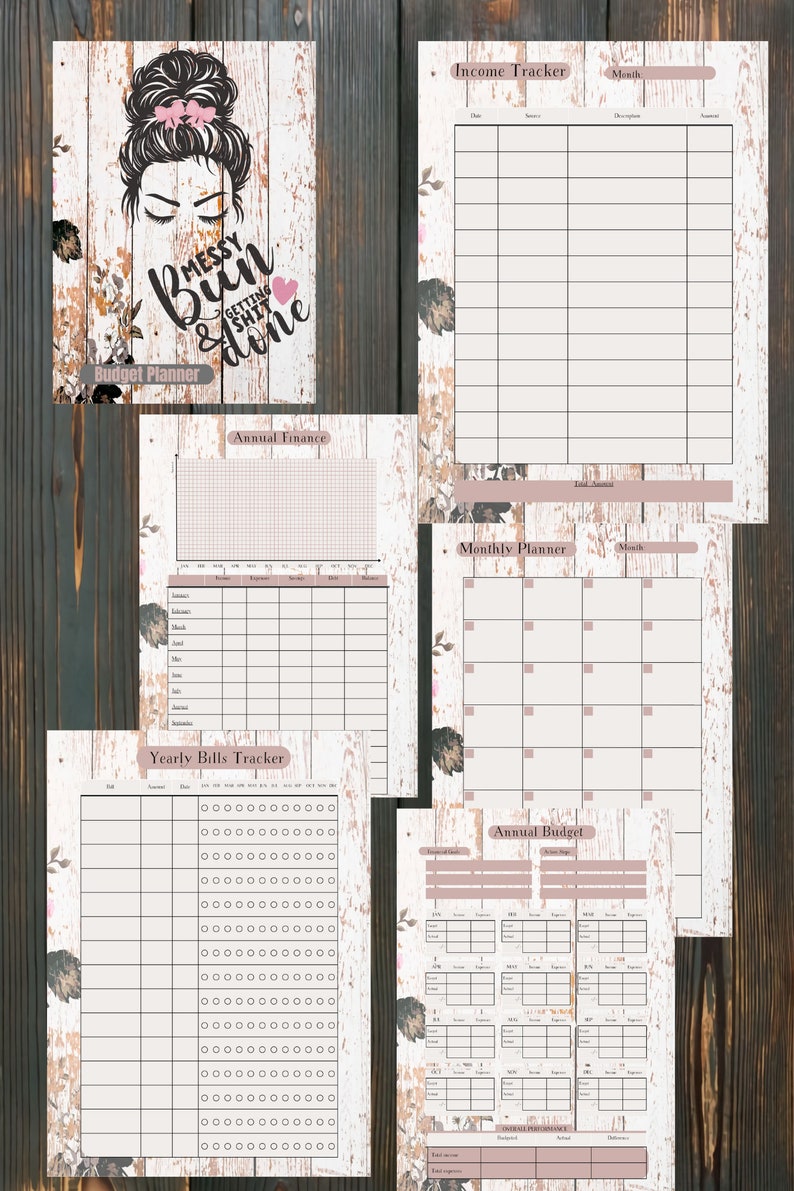 Editable messy Bun Budget Planner DIGITAL DOWNLOAD - Etsy