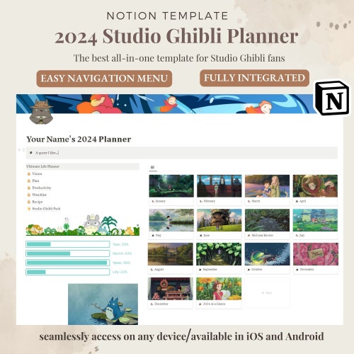 Studio Ghibli Planner Notion Dashboard Notion Template - Etsy