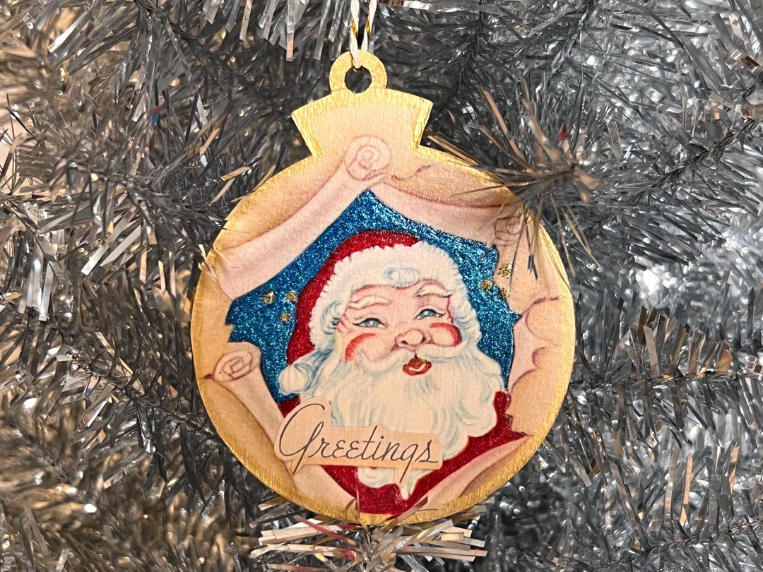 Vintage Santa Ornament | Mid-century MCM Christmas | Retro 1940s Santa ...