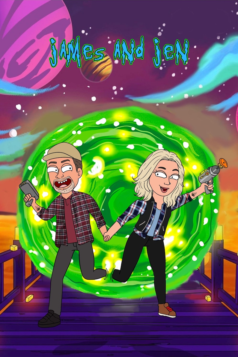 Valentines Day Gift. R and M Couple, R & M Cartoon Portrait, Custom ...