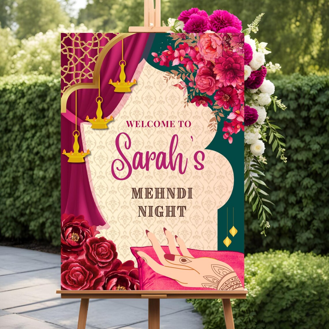 Printed Mehndi Welcome Sign & Mendhi Decor Sign, Mehndi Sign as Mehndi ...