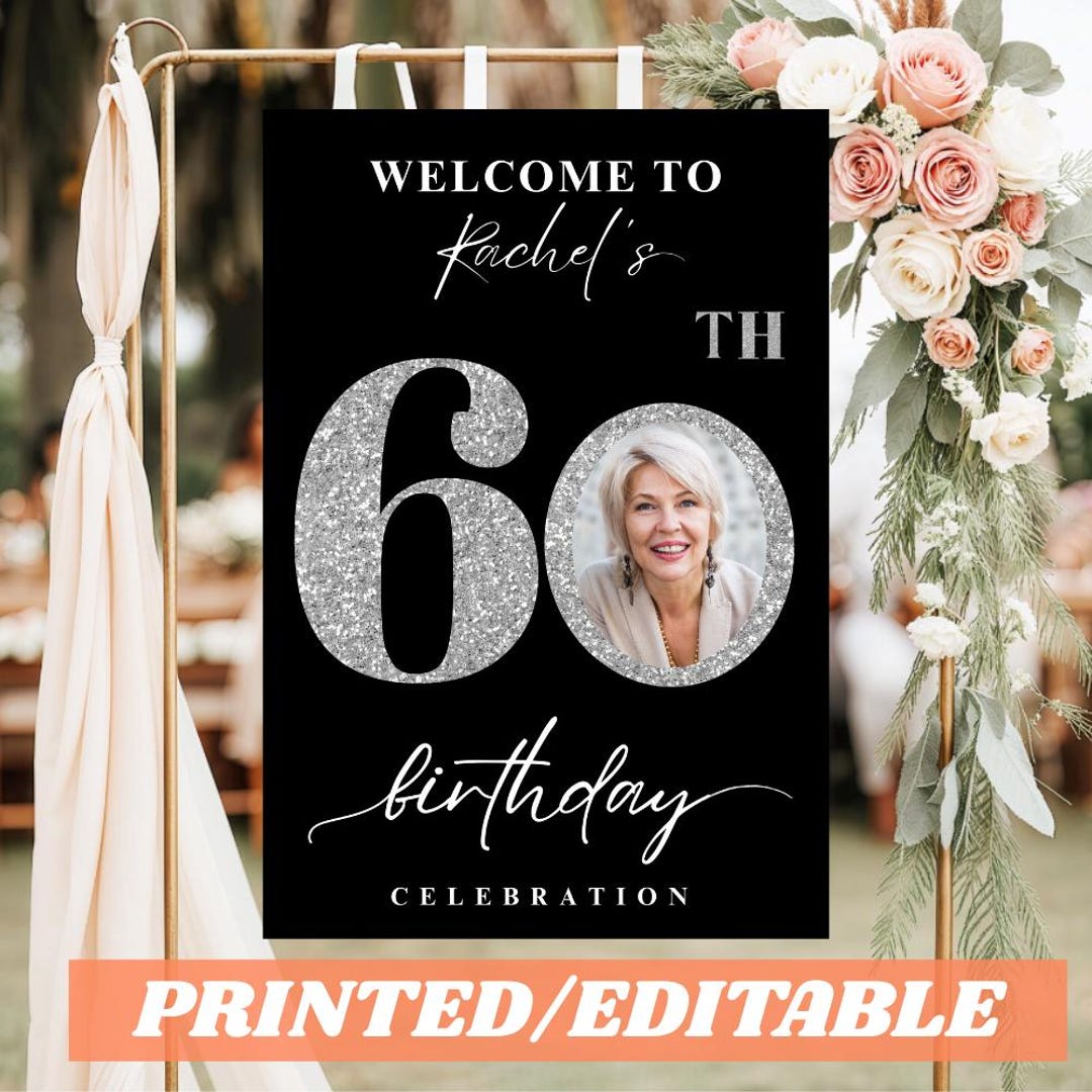 60th Birthday Party Custom Welcome Sign 60th Birthday Celebration 60th ...