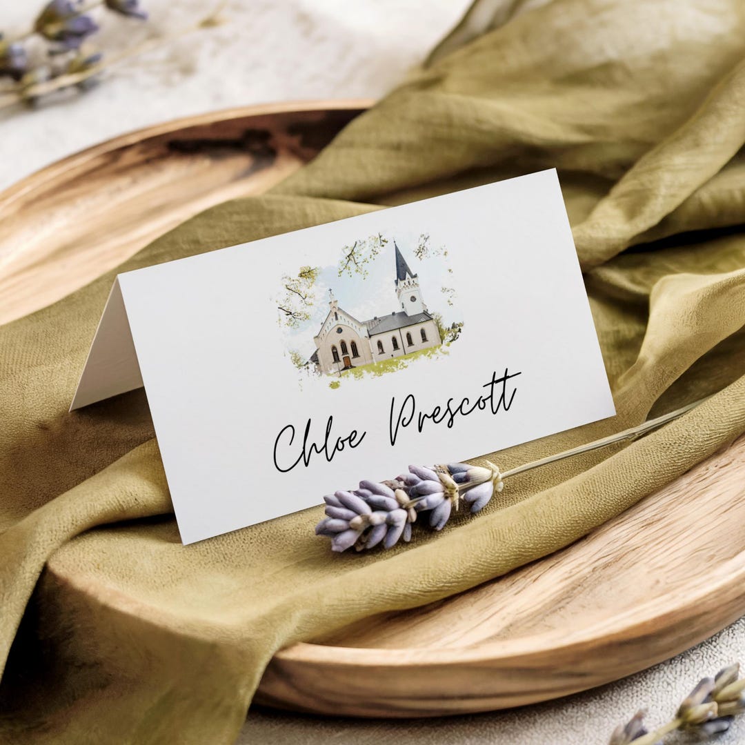 Custom Venue Watercolour Name Cards | Personalized Printed Wedding ...