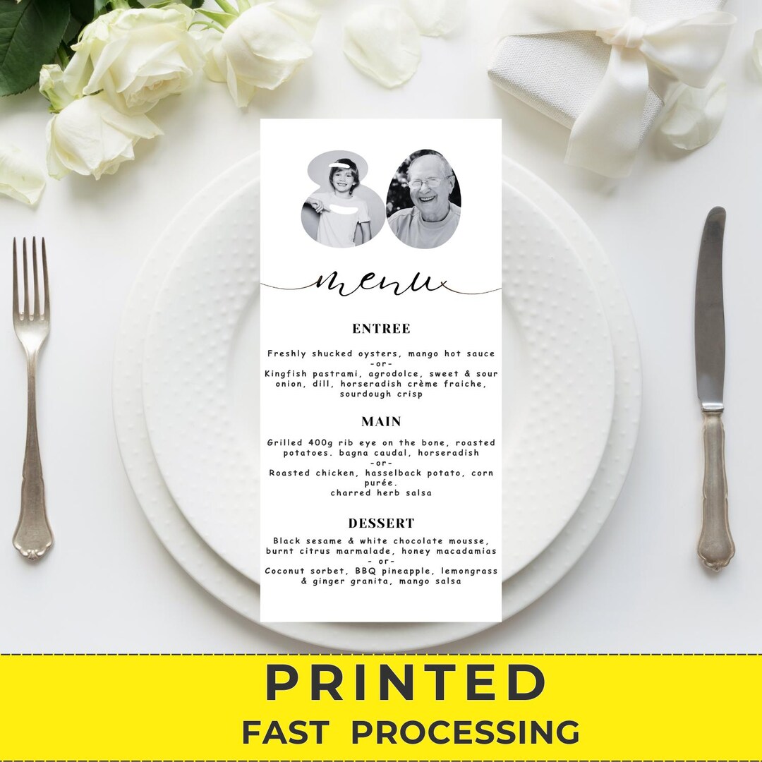 Printed/editable 30th Birthday Menu Card Template, 30 Birthday Menu ...