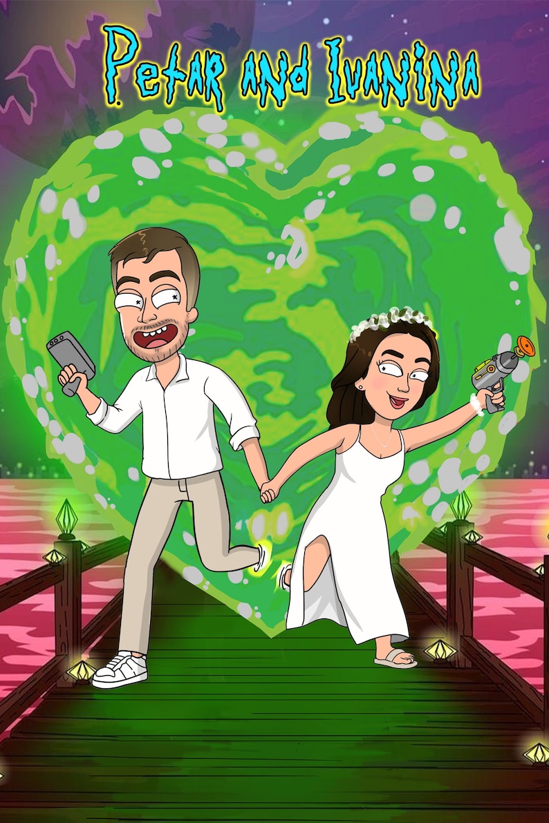 Valentines Day Gift. R and M Couple, R & M Cartoon Portrait, Custom ...