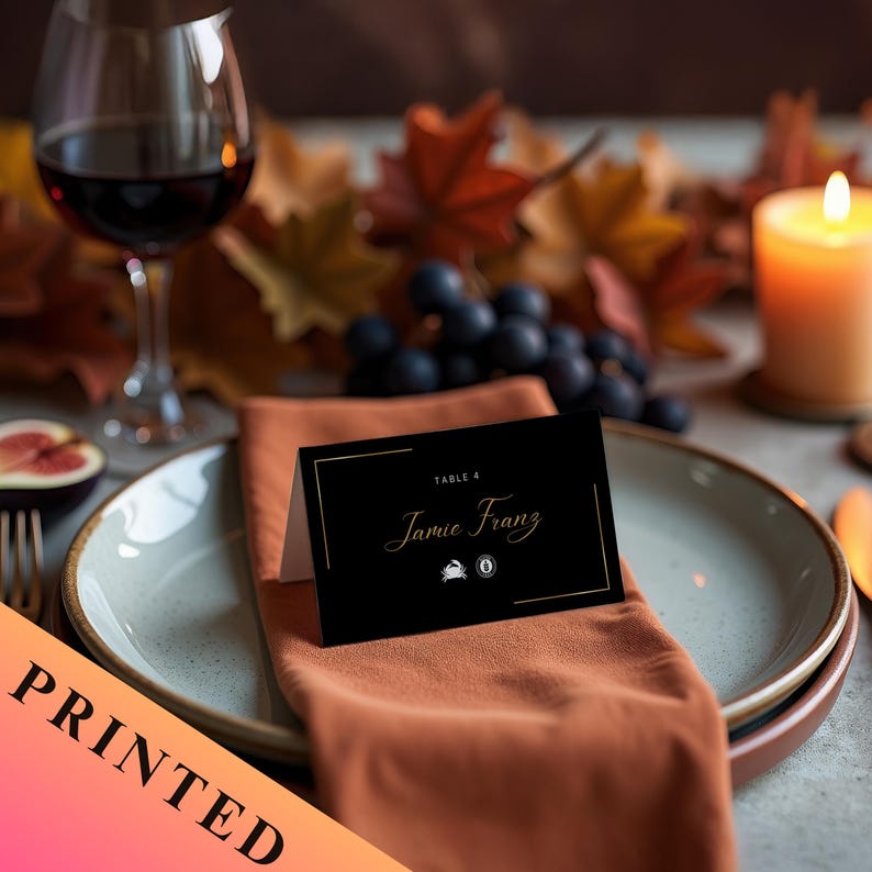 Personalized Printed Wedding Place Cards With Meal Choice | Table Name ...