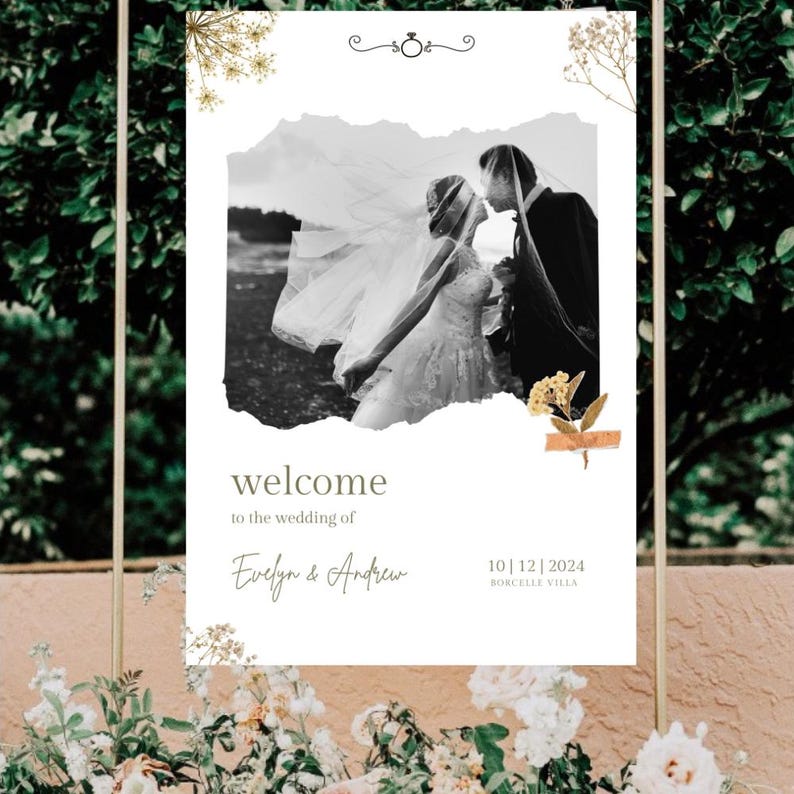 Photo Wedding Welcome Sign Template, Templet Welcome Poster, Printed ...