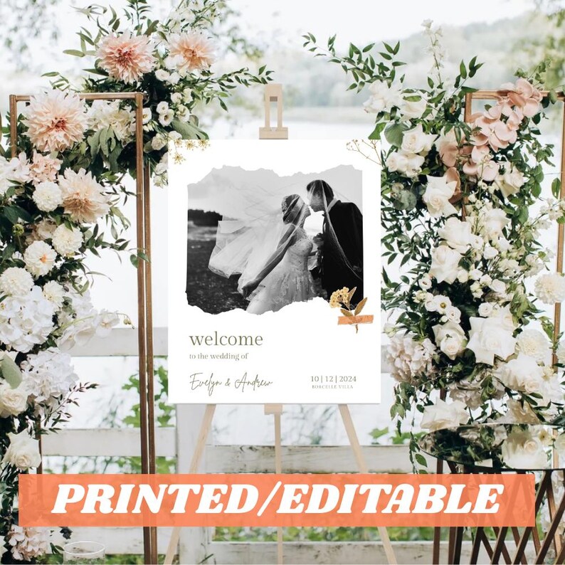 Photo Wedding Welcome Sign Template, Templet Welcome Poster, Printed ...