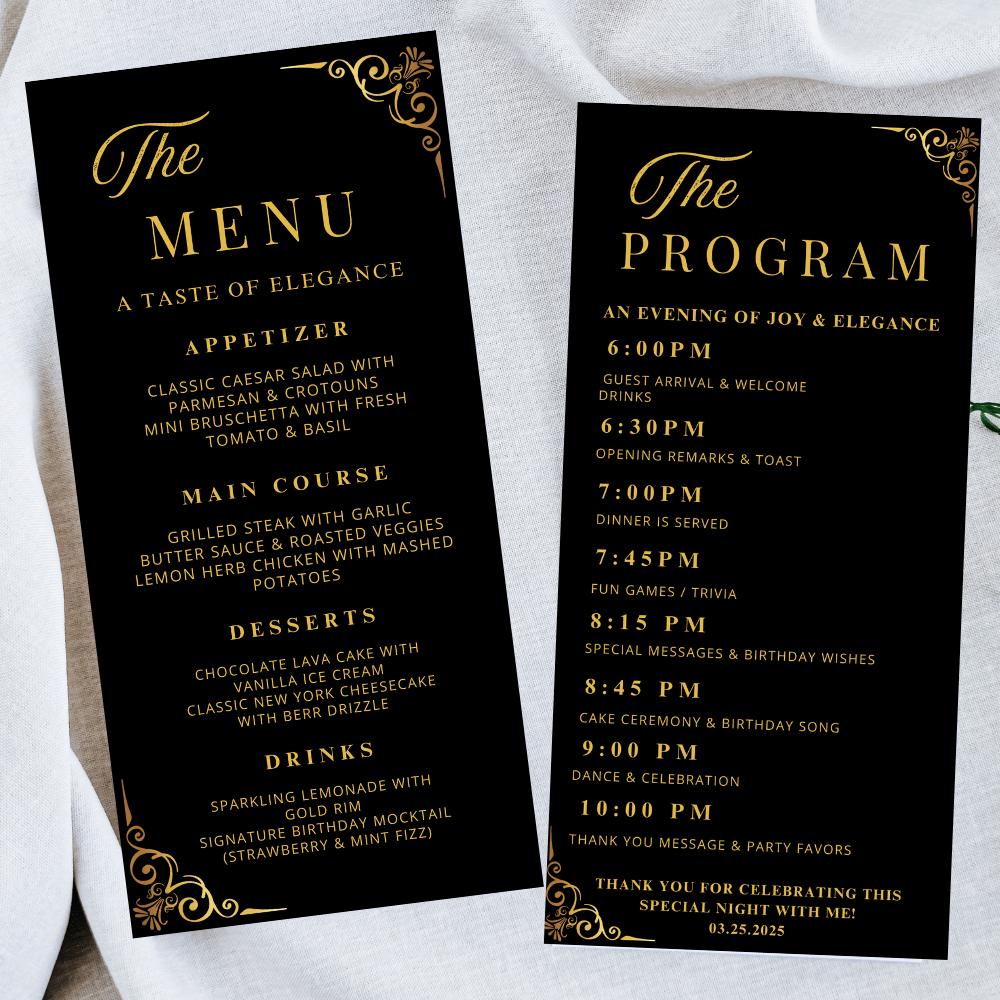 Editable/printed Menu and Program Template, Modern Wedding Menu, Dinner ...
