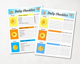 Kids Daily and Weekly Chore Chart PDF Printable Chore - Etsy