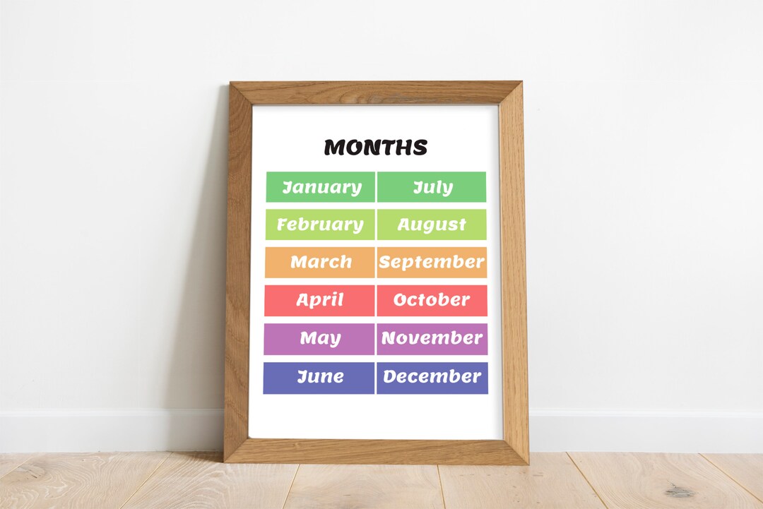 Months for Kids Colors Months of the Year Print Educational - Etsy