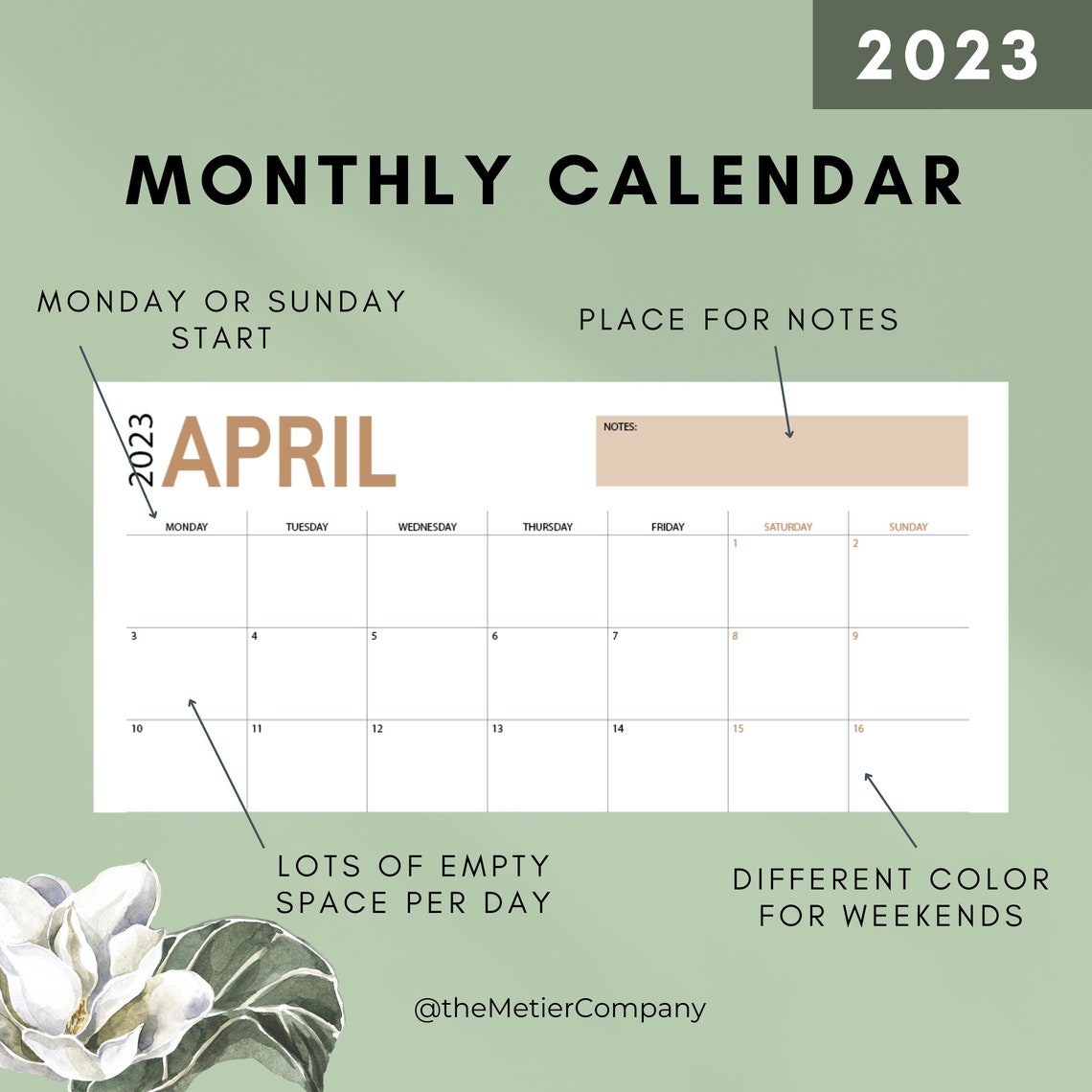 2023 PRINTABLE CALENDAR: 2023 Landscape 12 Month Calendar A4 - Etsy