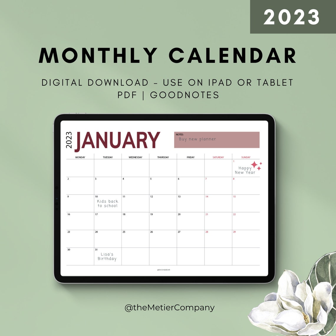 2023 PRINTABLE CALENDAR: 2023 Landscape 12 Month Calendar A4 - Etsy