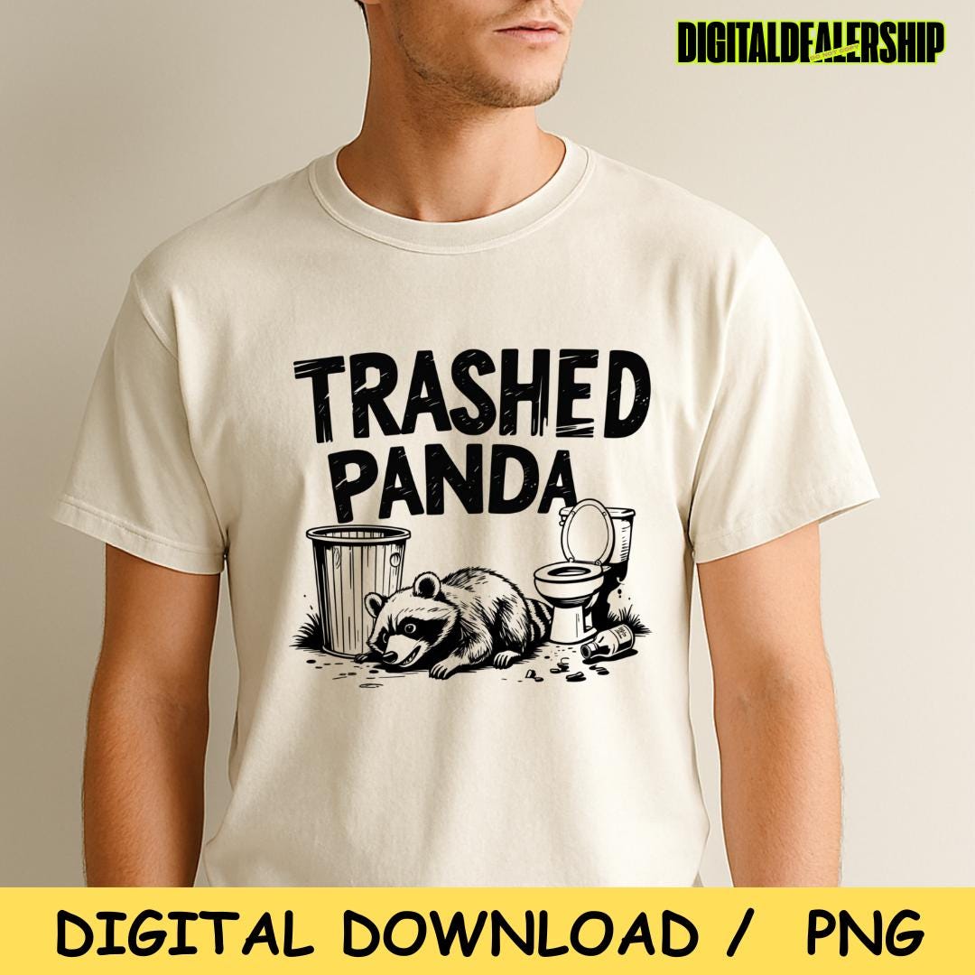 Trashed Panda PNG: Funny Drunk Raccoon Humor Png Party Animal Design ...