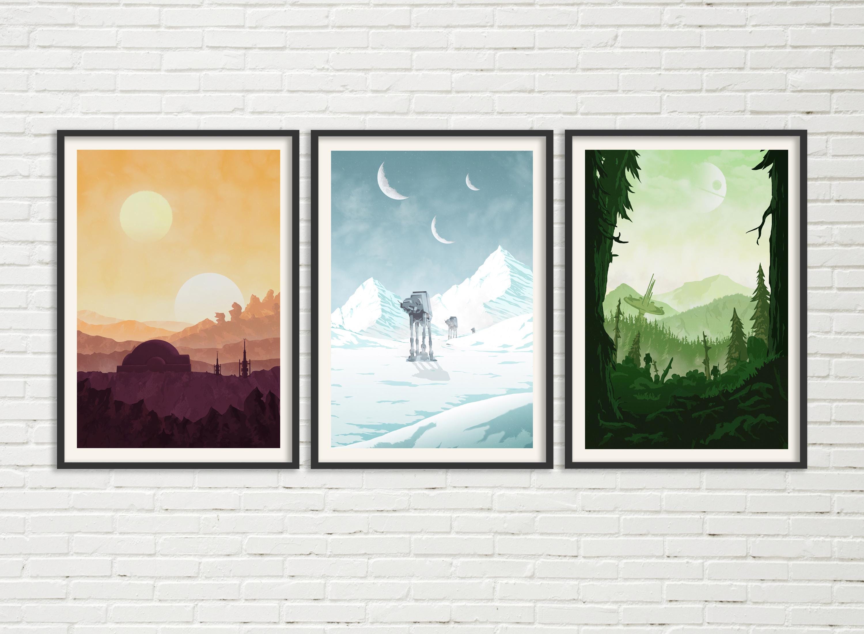 Star Wars Planet Travel Poster Set - NO AI Slop - Minimalist Sci-fi ...