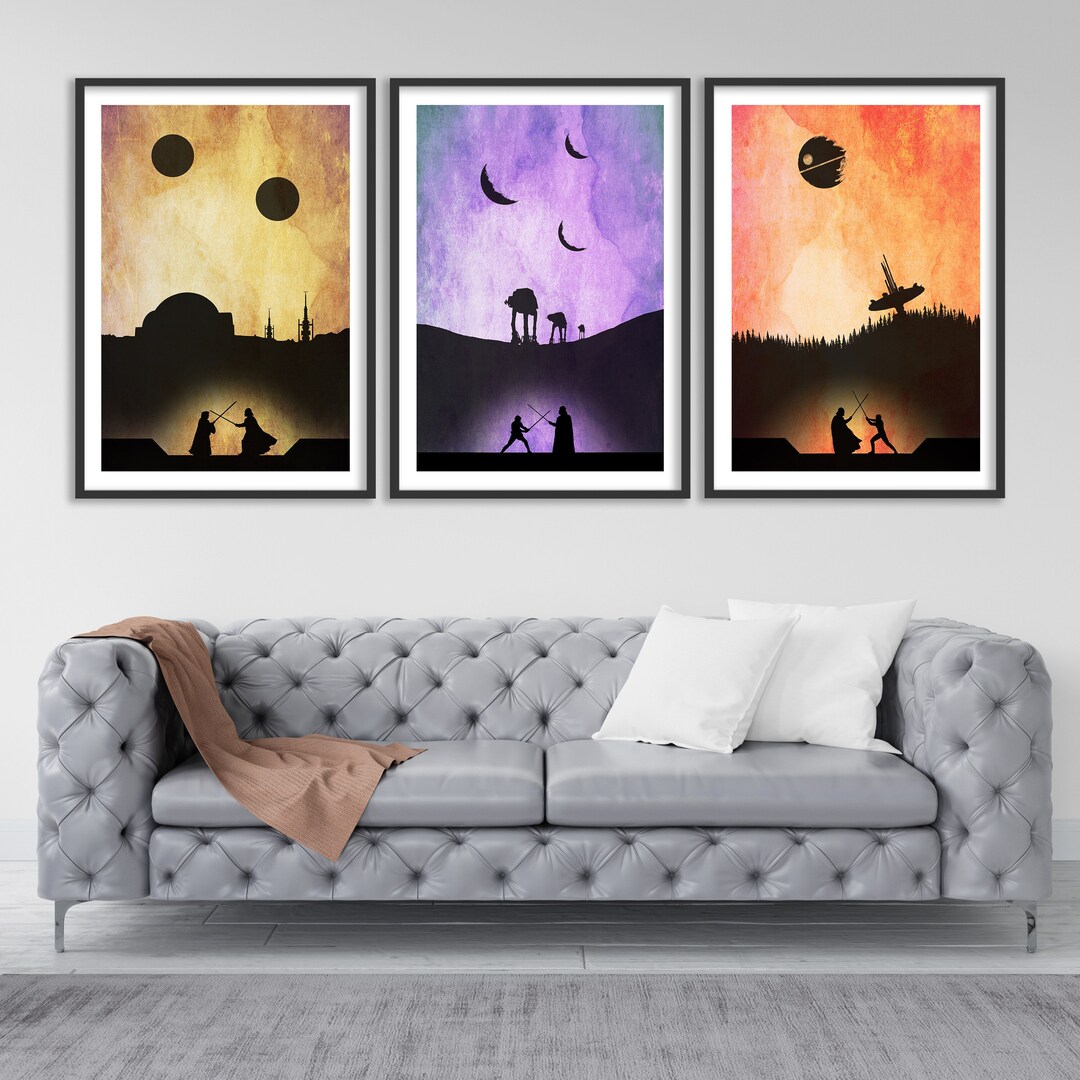 Star Wars Art Prints - Set of 3 Star Wars Art Poster - Star Wars Home ...