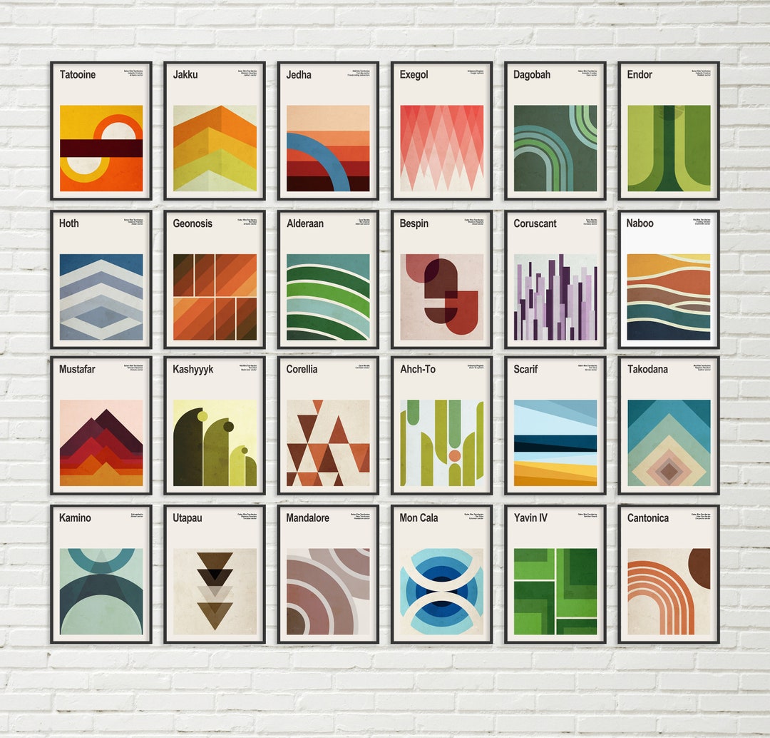 Star Wars Planets Travel Poster Set - Mid Century Travel Poster Set ...