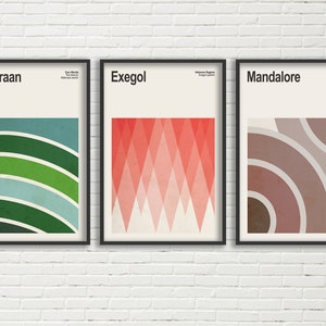 Star Wars Planets Travel Poster Set - Mid Century Travel Poster Set ...