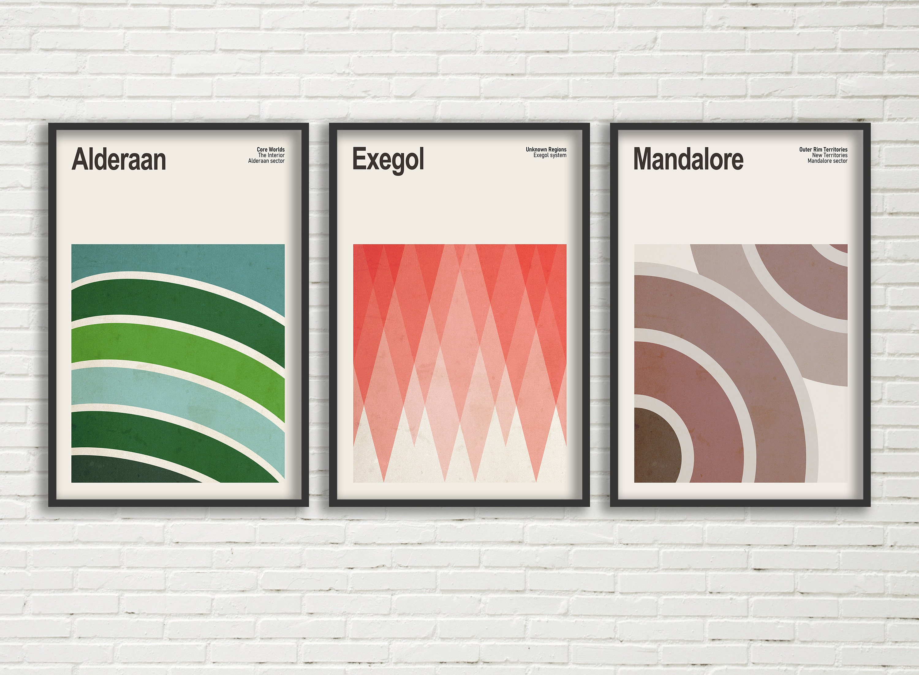 Star Wars Planets Travel Poster Set Mid Century Travel Poster Set 24 ...