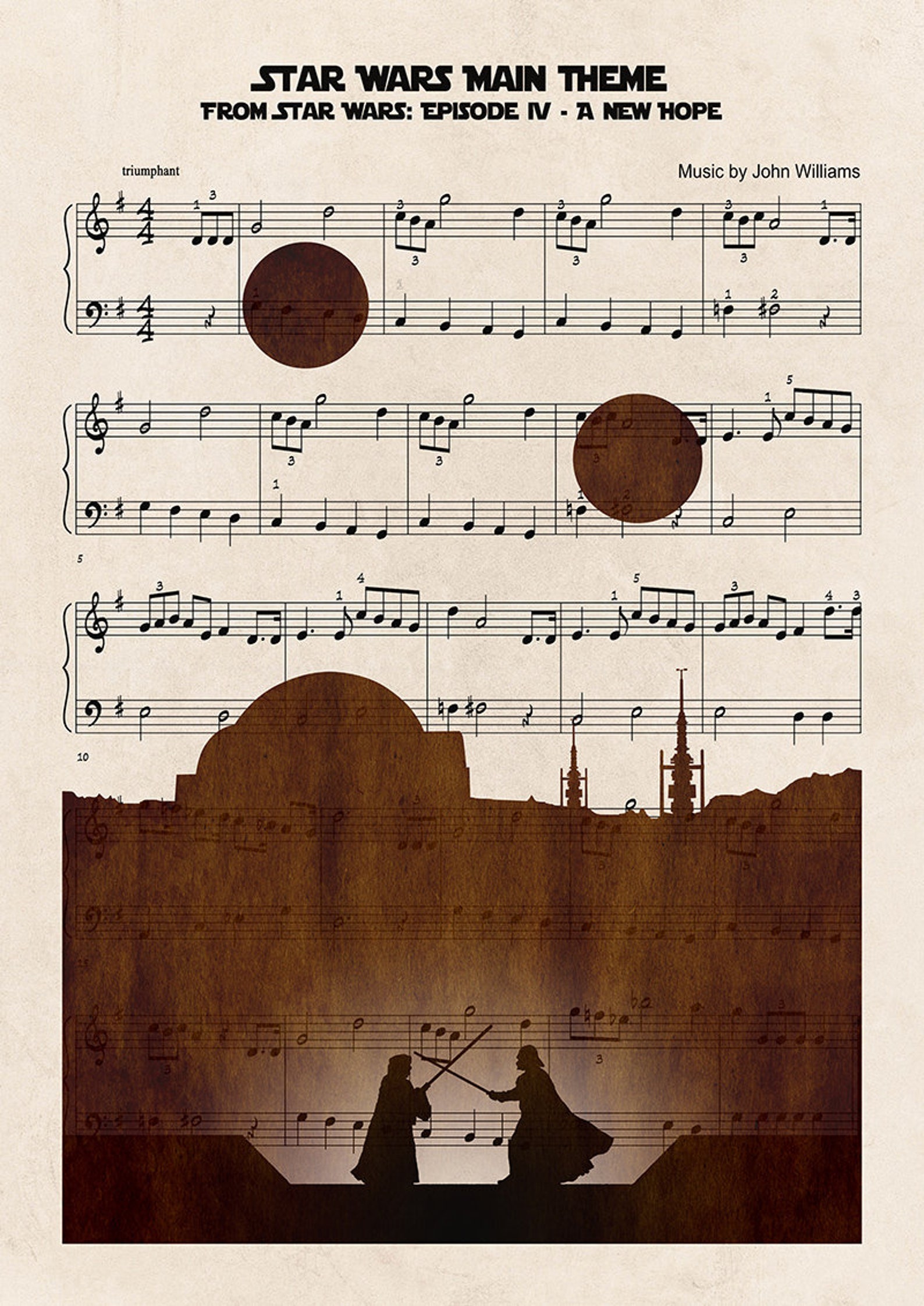 STAR WARS Art Prints Set of 3 Sheet Music Art Prints Star - Etsy