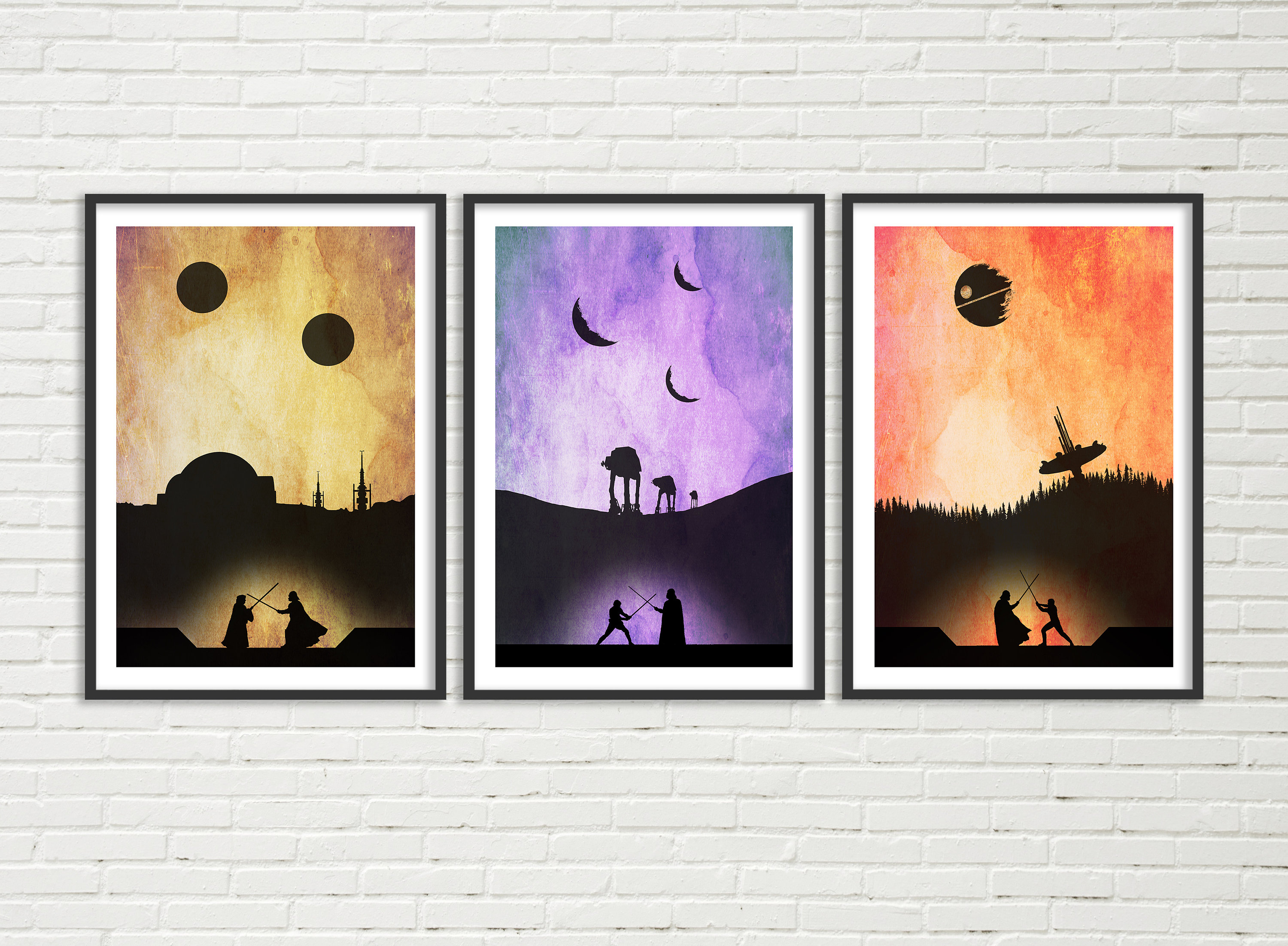 Star Wars Art Prints Set of 3 Star Wars Art Poster Star Wars Home Decor ...