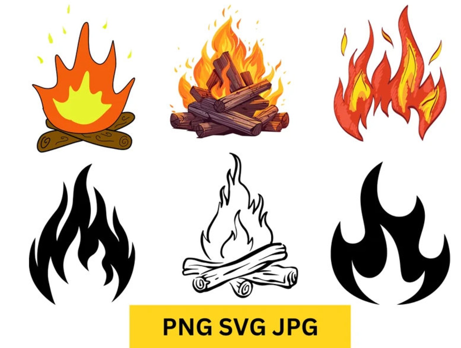 Fire SVG Bundle, Fire Clipart, Fire Svg Files, Fire Flames Svg, Flames ...