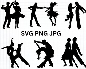 Dancing Couple Svg Bundle, Couple Cut File, Couple Silhouettes, Dance ...