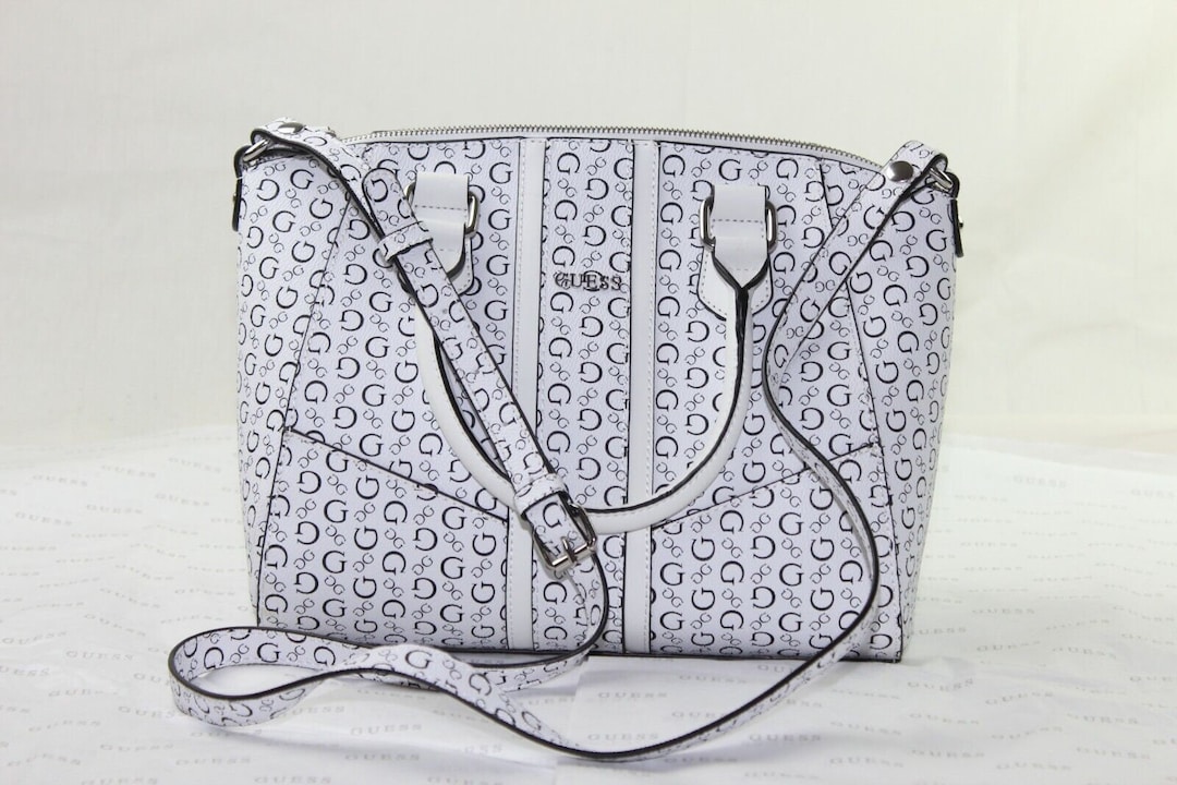 GUESS Tambako Logo Satchel Bag Purse White - Etsy