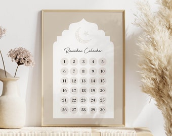 Ramadan Calendar Digital Download Wall Art, Ramadan Planner Countdown ...
