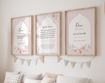 Islamic Wall Art Prints, Bathroom Dua Posters for Kids, Muslim Home ...