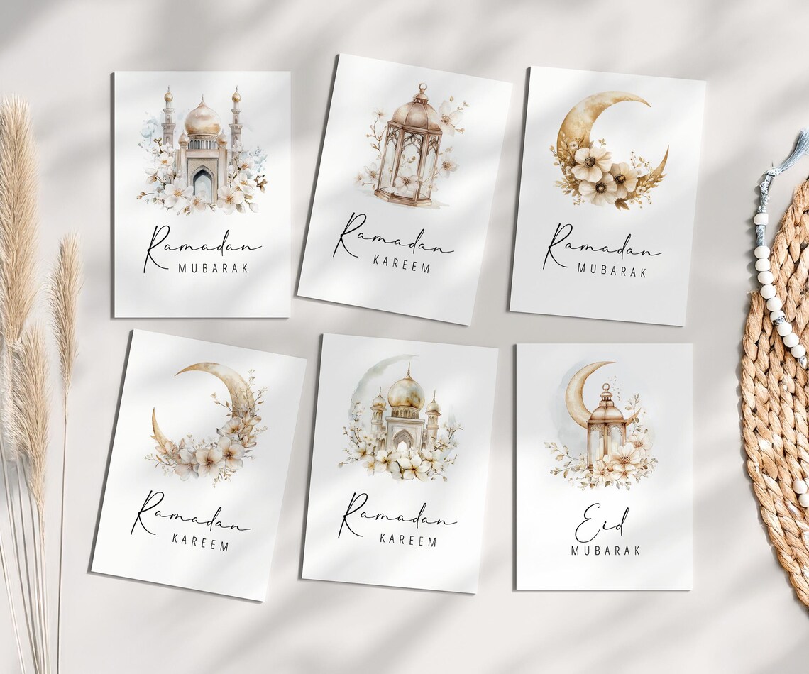 Set of 6 Ramadan Cards - Digital Download, Ramadan Gifts, Printable ...