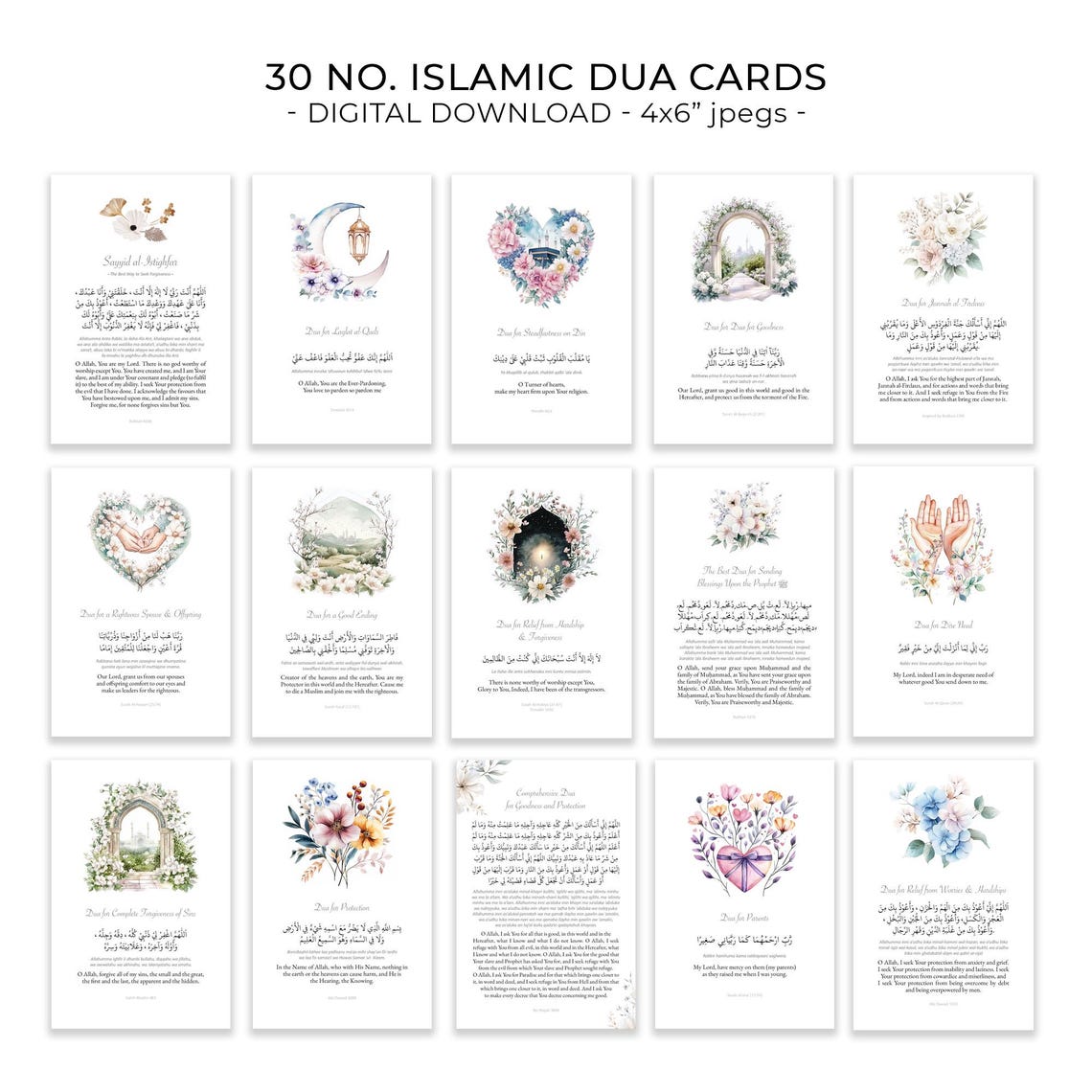 Islamic Art Dua Cards Digital Download, Ramadan Eid Gift, Printable ...